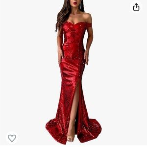 Dresses | Off Shoulder Sparkly Red Gown | Poshmark